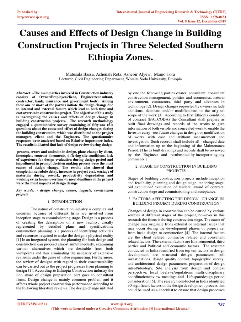 Design Change Impacts in Ethiopian Construction | PDF | Consultant | Design