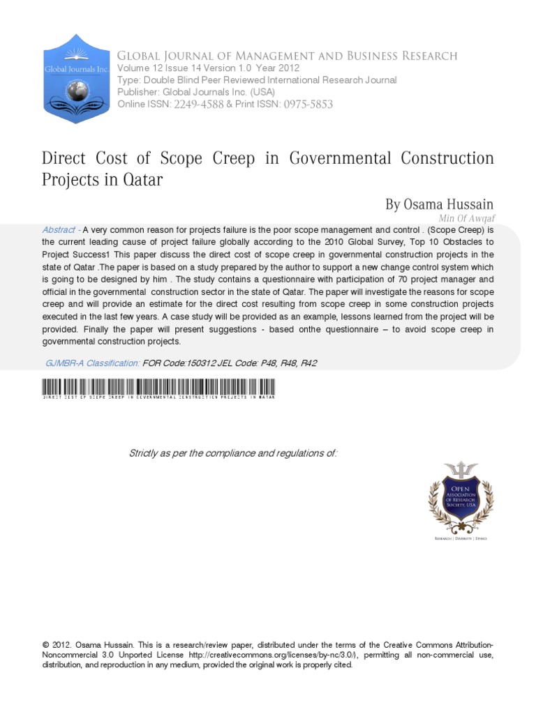 7 Direct Cost of Scope Creep in Governmental | PDF | Project Management