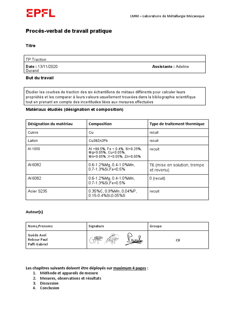 TP Traction-1 | PDF | Déformation plastique | Élasticité (Physique)