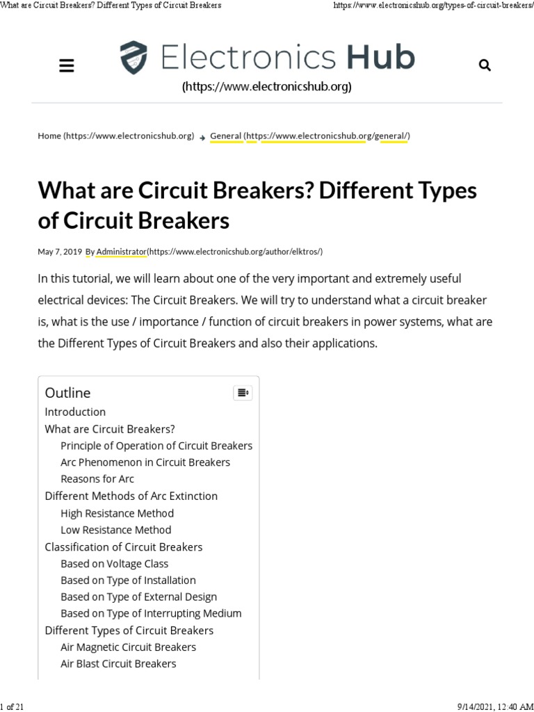 What Are Circuit Breakers Different Types of Circuit Breakers | PDF ...