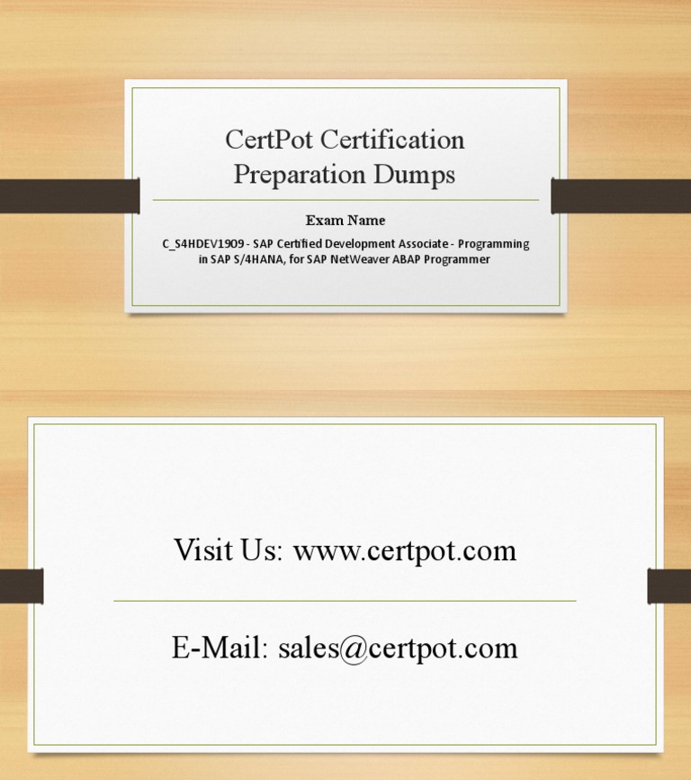 C - S4HDEV1909 - SAP Certified Development Associate - Programming in SAP S4HANA, For SAP ...