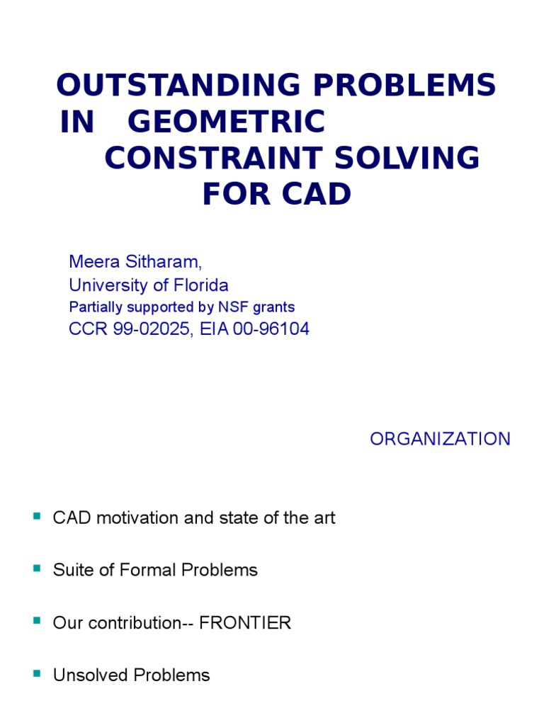 Outstanding Problems In Geometric Constraint Solving For Cad Pdf Combinatorics Time Complexity