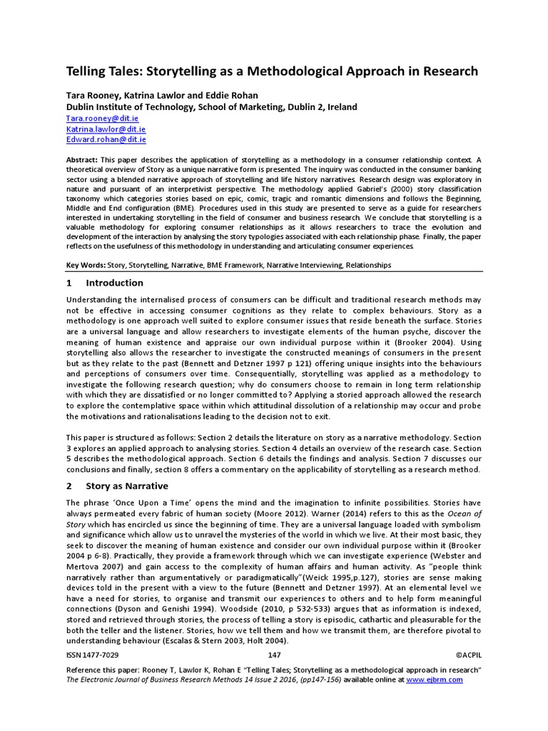 Telling Tales: Storytelling As A Methodological Approach in Research ...
