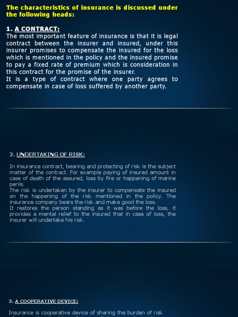 Characteristics of Insurance | PDF | Insurance | Life Insurance