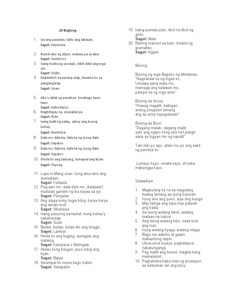 20 Bugtong | PDF