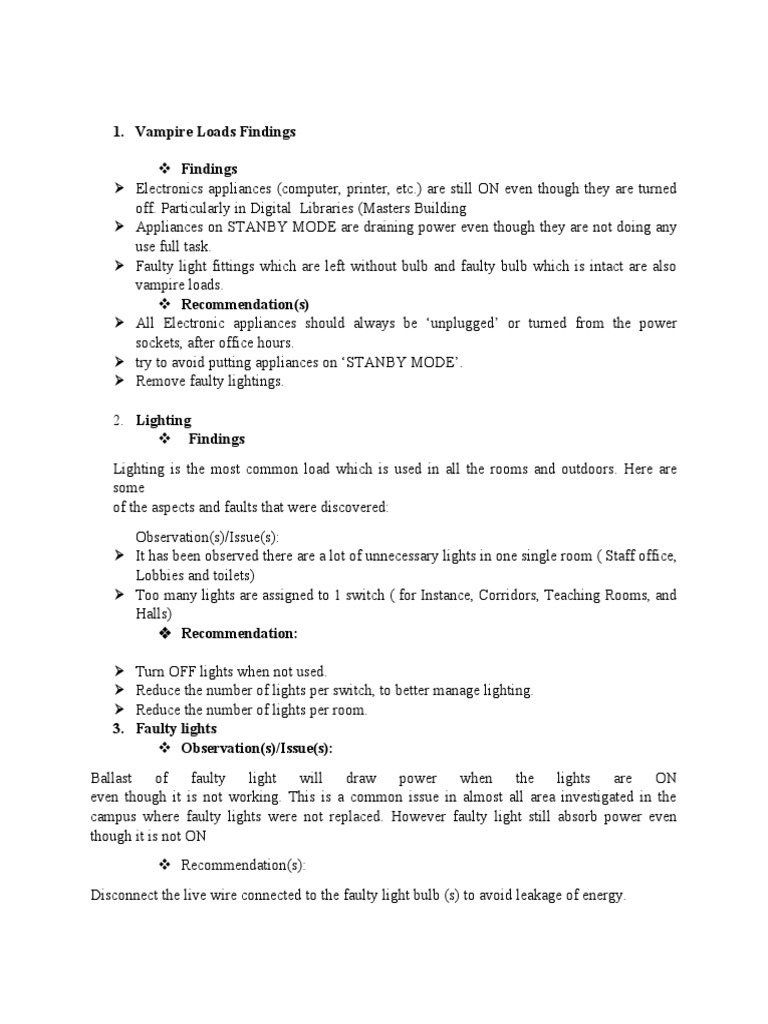 Vampire Loads Findnngs | PDF | Lighting | Fluorescent Lamp