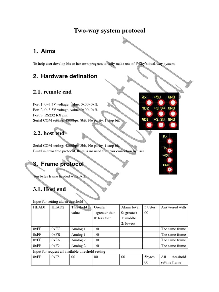FrSky - Two-Way System Protocol | PDF | Telecommunications | Electrical ...