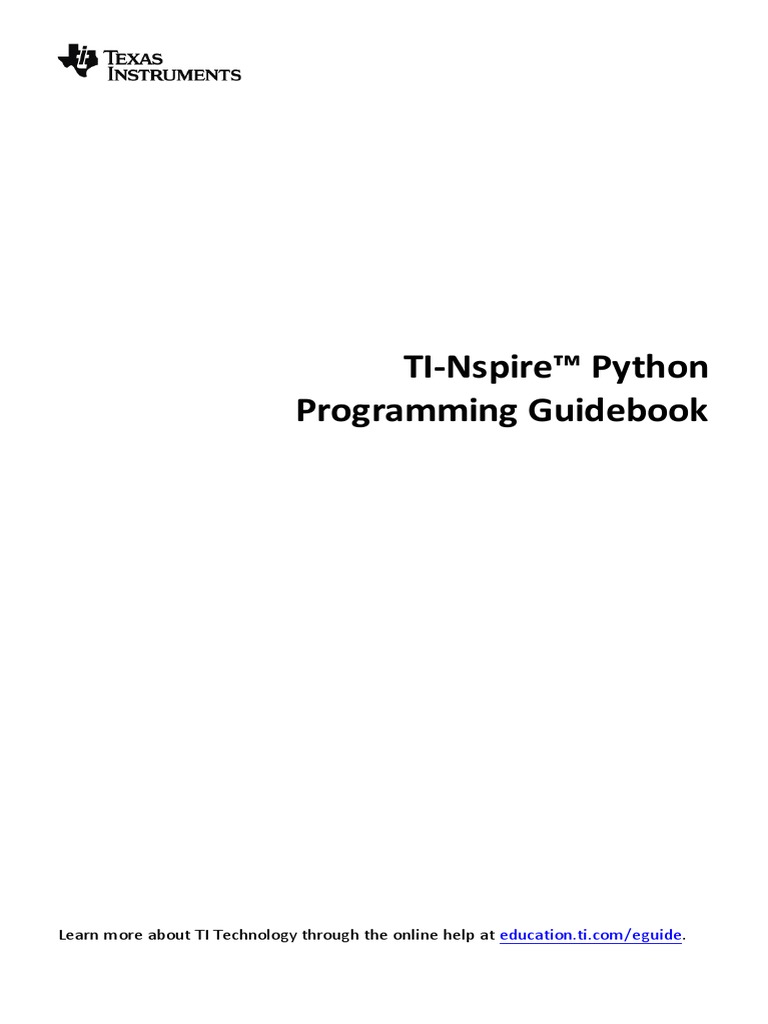 TI-Nspire Python Programming Guidebook EN | PDF | Python (Programming Language) | Trigonometric ...