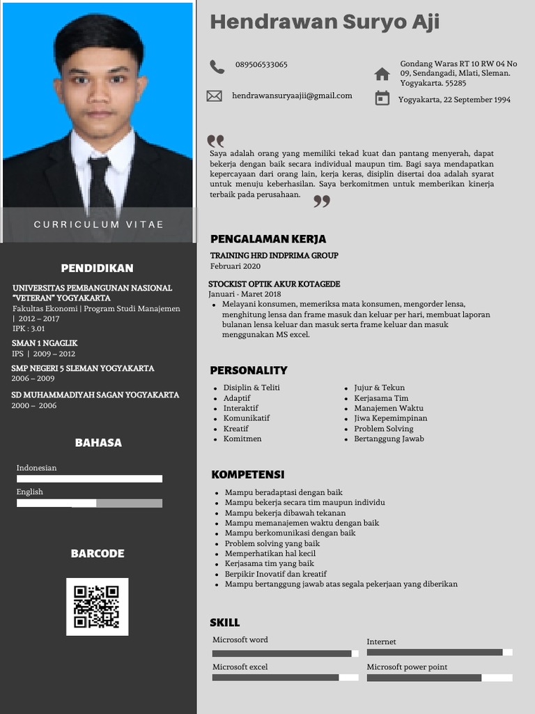 CV Profesional Hendrawan Suryo Aji | PDF