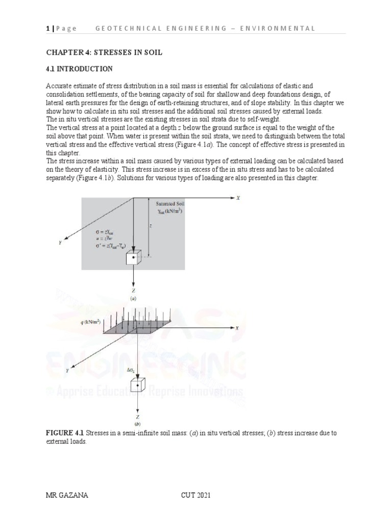 Chapter 4: Stresses in Soil: Page Geotechnical Engineering ...