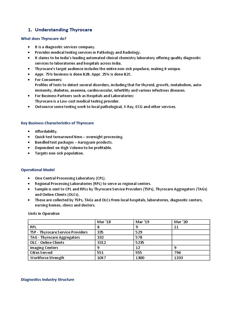 Thyrocare: Diagnostic Services Overview | PDF | Dividend | Leverage ...
