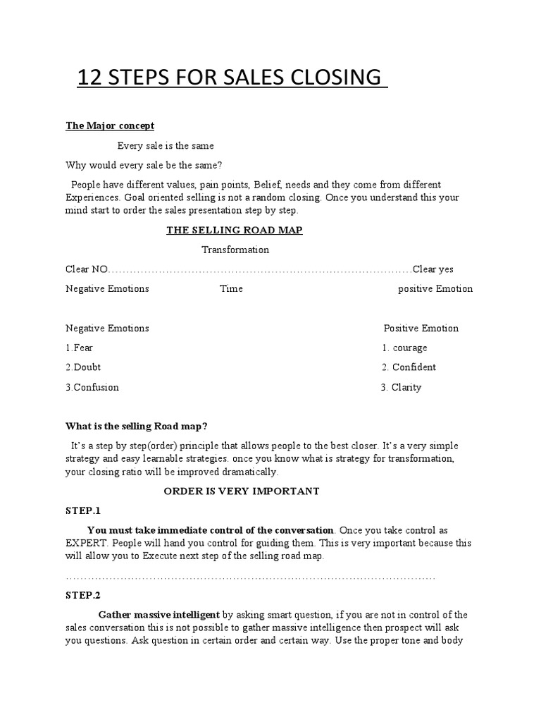 The 12 Steps to Sales Closing Success: A Roadmap for Transforming ...