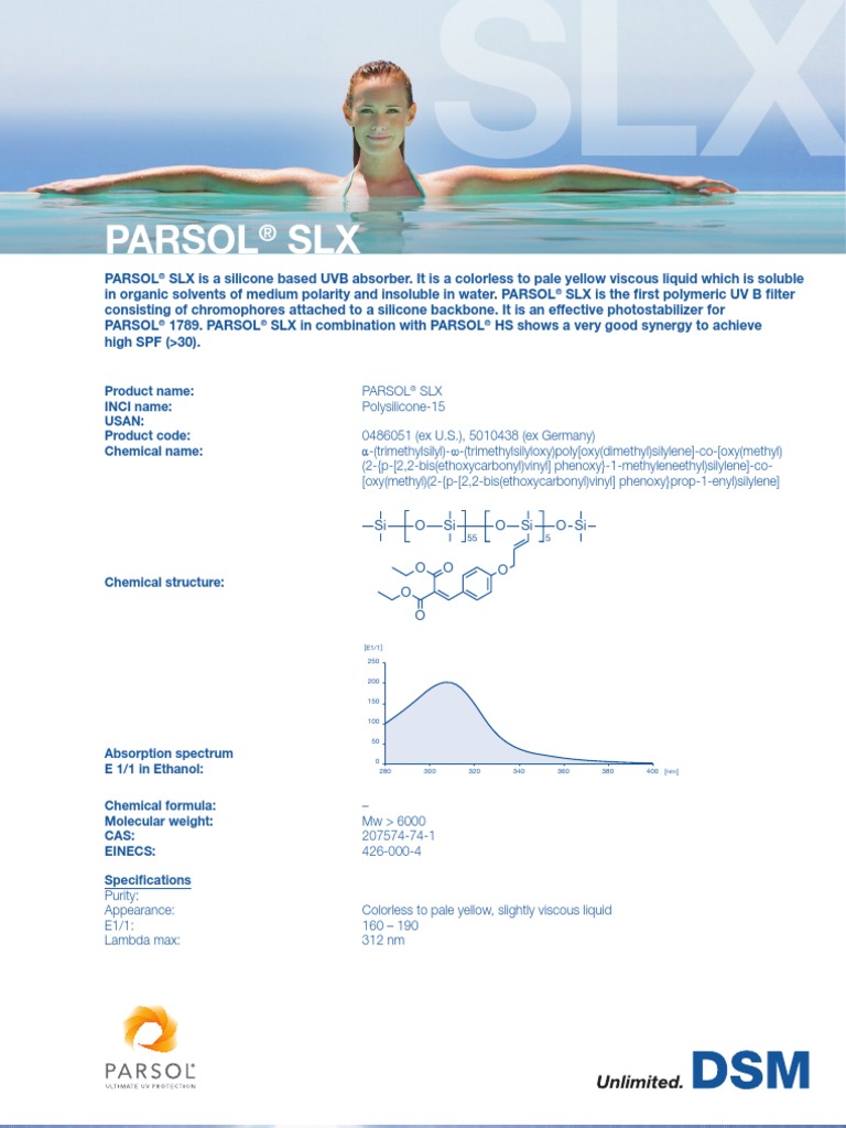 118 - 033 - DSM - Parsol SLX | PDF | Solubility | Ultraviolet