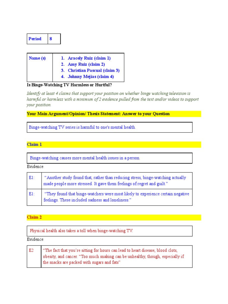 Is Binge Watching TV Harmless or Hurtful | PDF | Self-Improvement ...