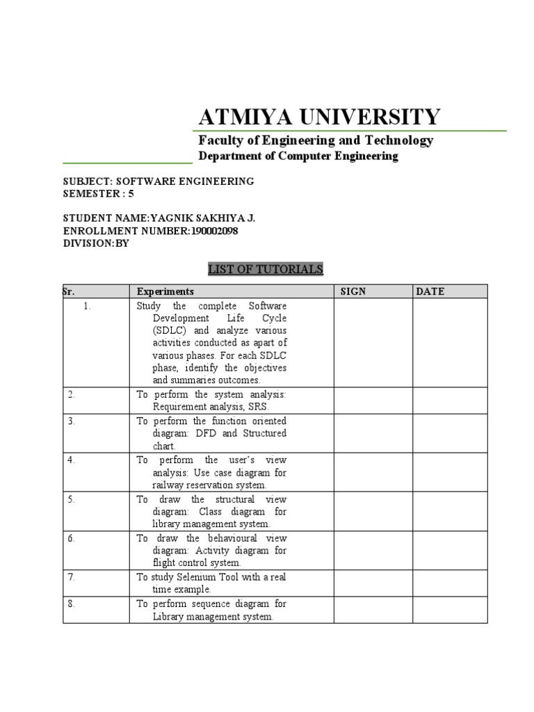 Atmiya University: Faculty of Engineering and Technology | PDF ...