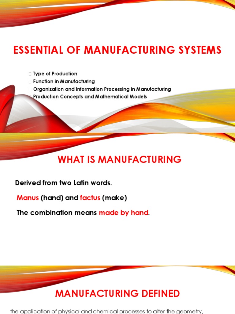 Essential of Manufacturing Systems | PDF | Mass Production