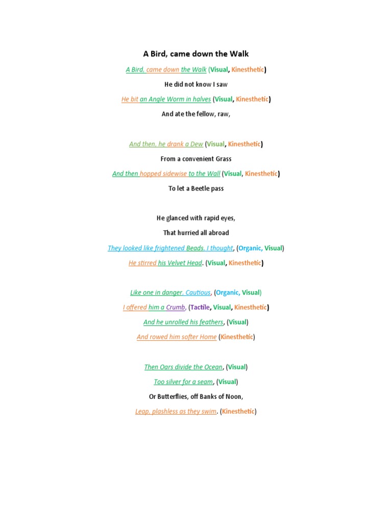 A Bird Came Down The Walk | PDF