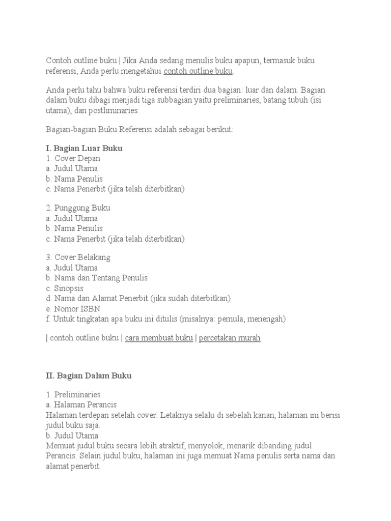 Contoh Outline Buku Refrensi | PDF