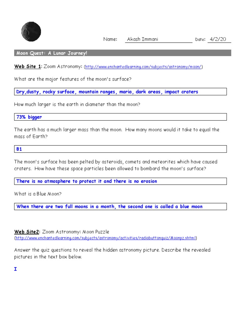 Moon Quest: A Lunar Journey!: Web Site 1: Zoom Astronomy | PDF | Moon ...