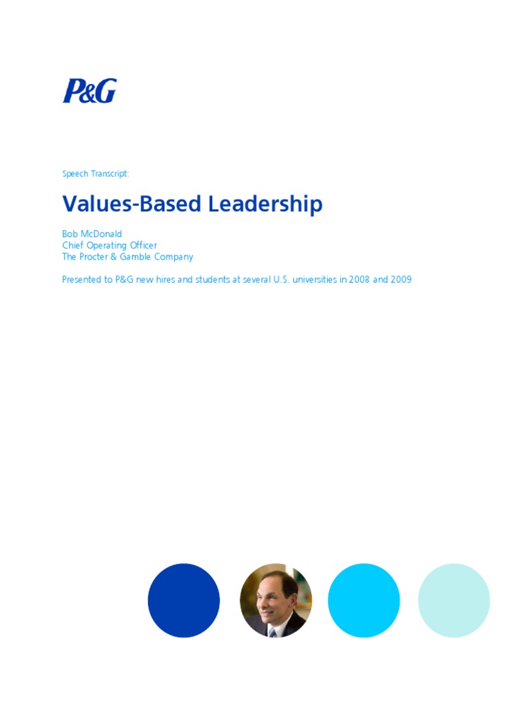 Values Based Leadership | PDF | Procter & Gamble