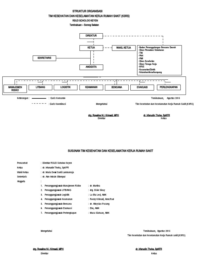 Struktur Tim K3RS RSUD Scholoo Keyen | PDF
