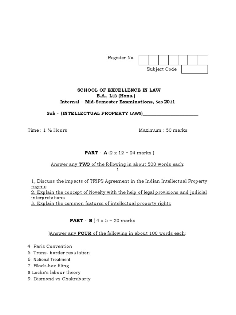 Question Paper Pattern | PDF | Law