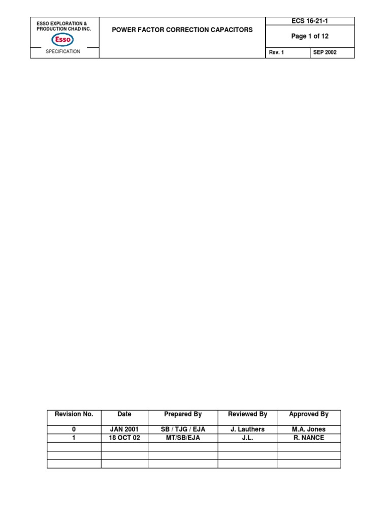 ECS 16-21-1 Page 1 of 12 Power Factor Correction Capacitors ...