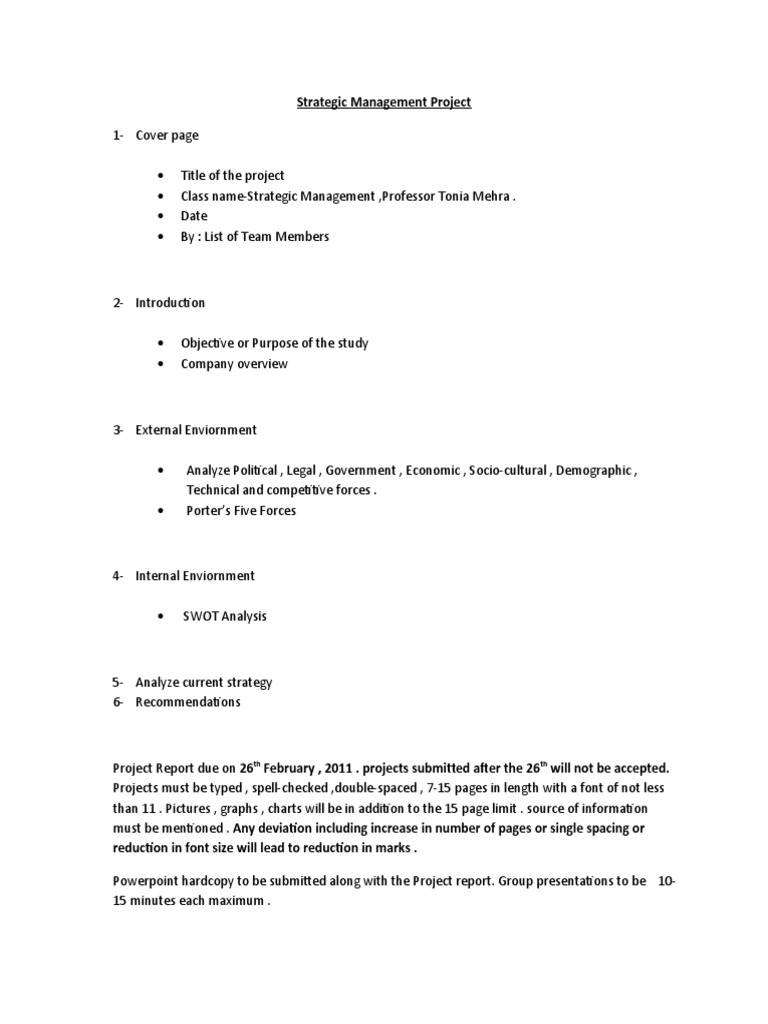 Strategic Management Project | PDF
