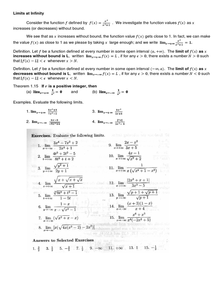 Understanding Limits at Infinity | PDF | Teaching Methods & Materials ...