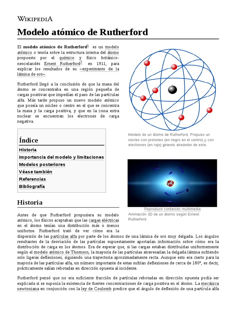 Modelo Atómico de Rutherford - Wiki | PDF | Núcleo atómico | Física