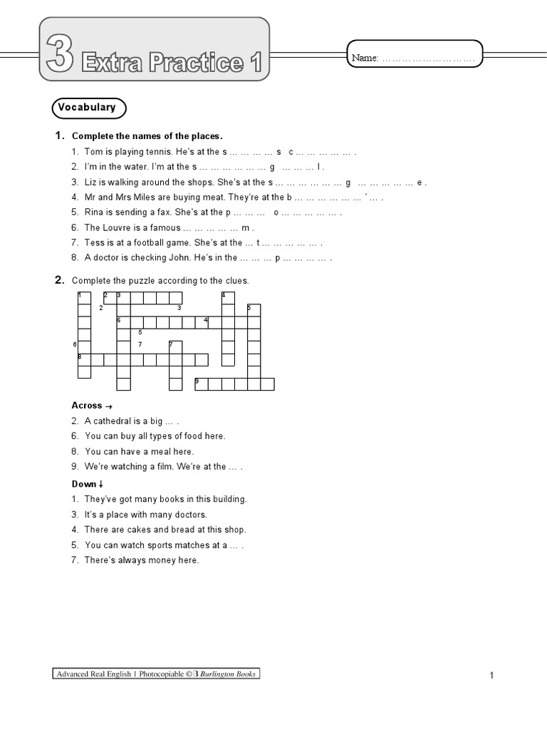 Vocabulary: Complete The Names of The Places | PDF | Grammar | Linguistics
