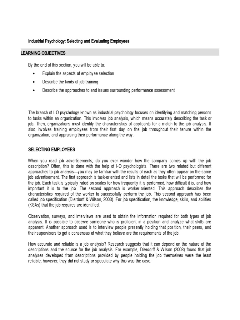 Industrial Psychology Pdf Performance Appraisal Industrial And