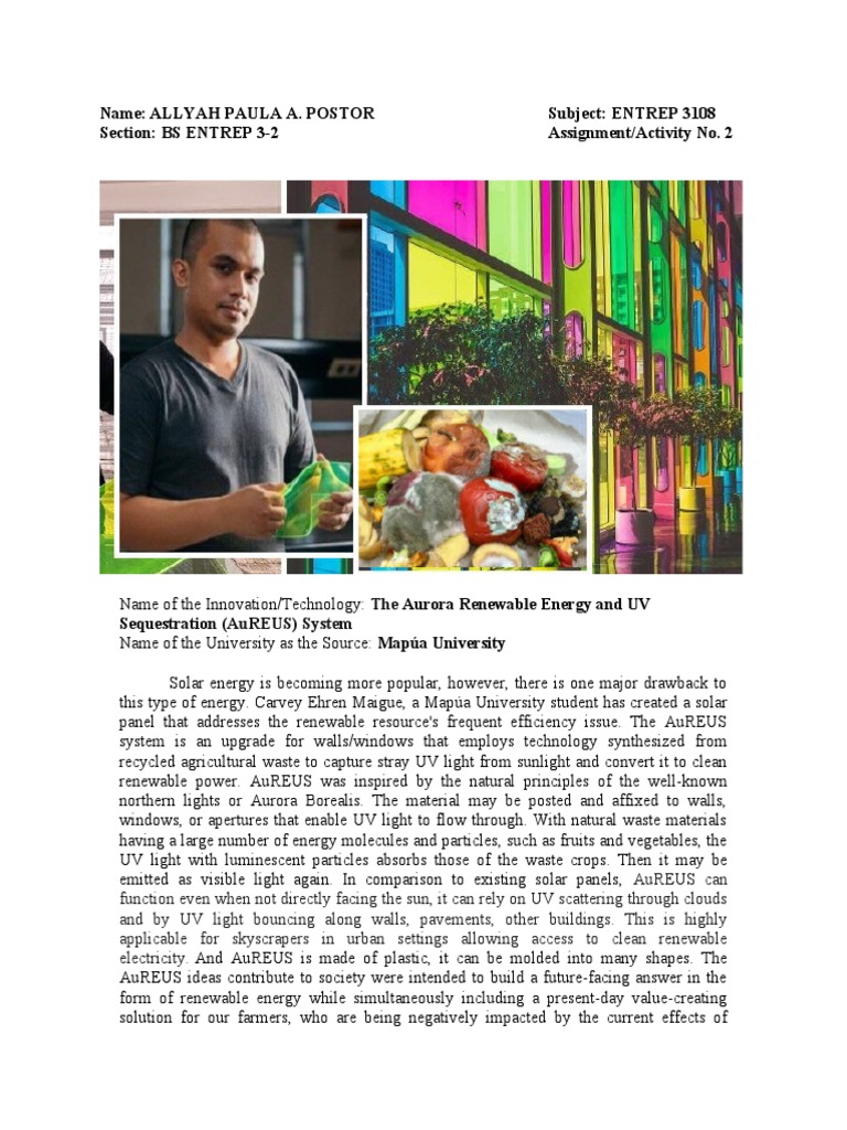 Name: Allyah Paula A. Postor Subject: ENTREP 3108 Section: BS ENTREP 3 ...