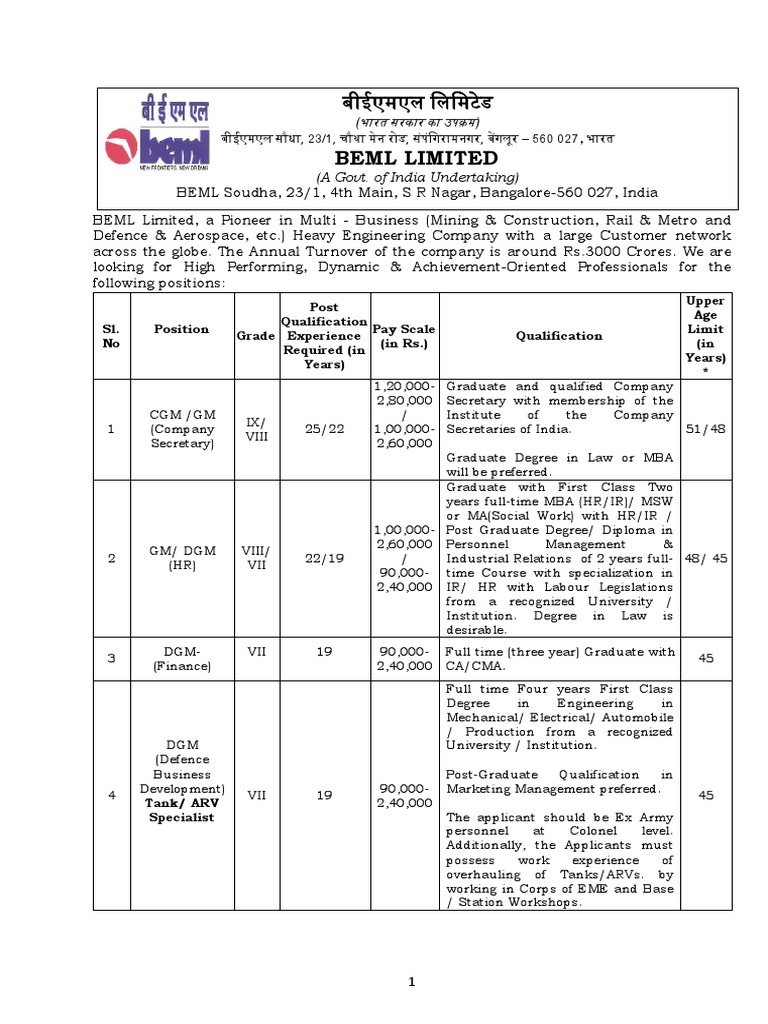 106 Bharat Earth Movers Limited (BEML) | PDF | Business