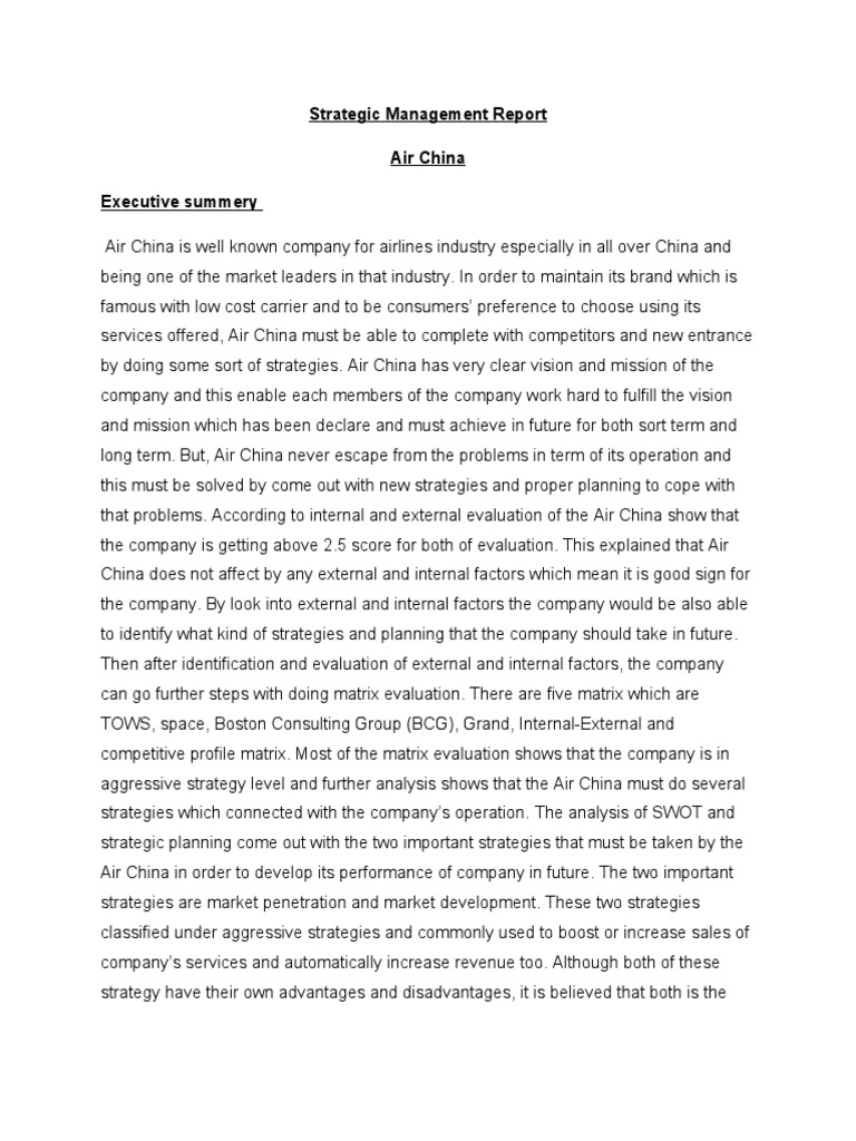 Strategic Management Report | PDF | Business | Economies