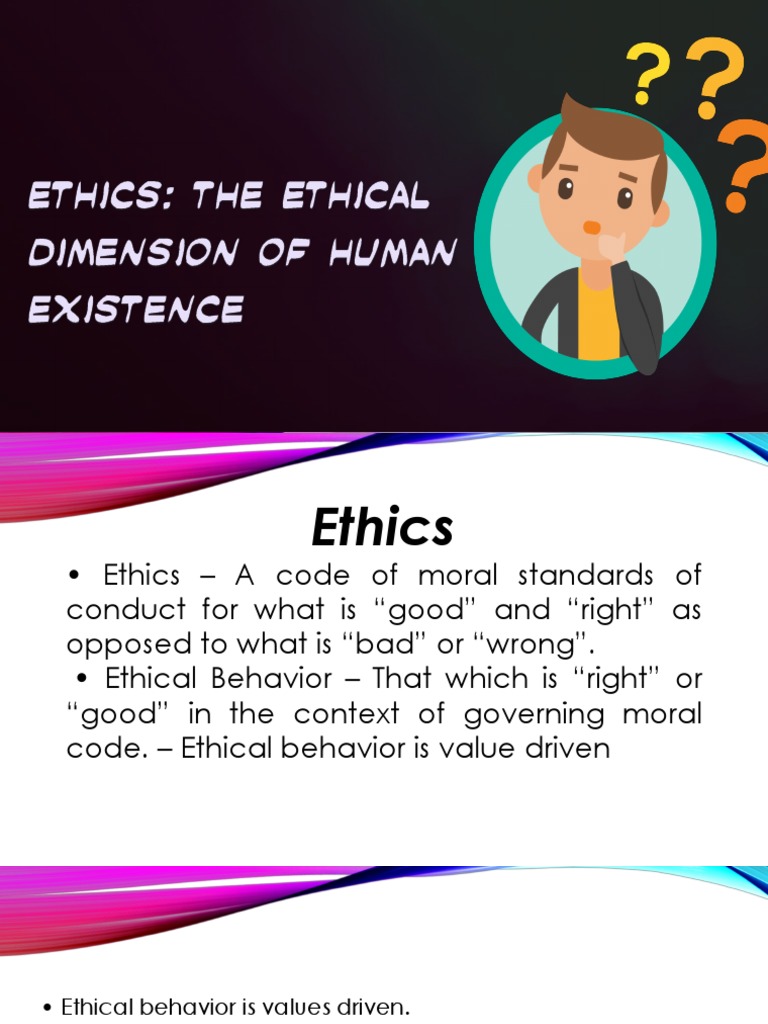 Ethics The Ethical Dimension of Human Existence (Lesson) | PDF | Morality | Value (Ethics)