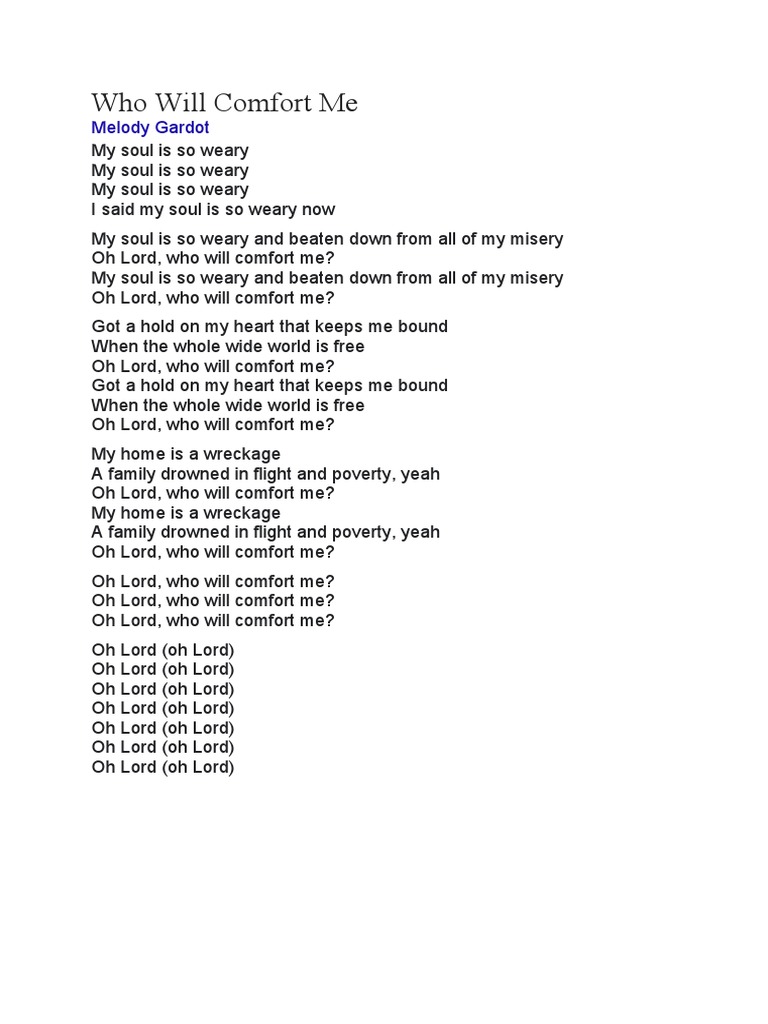 Who Will Comfort Me | PDF