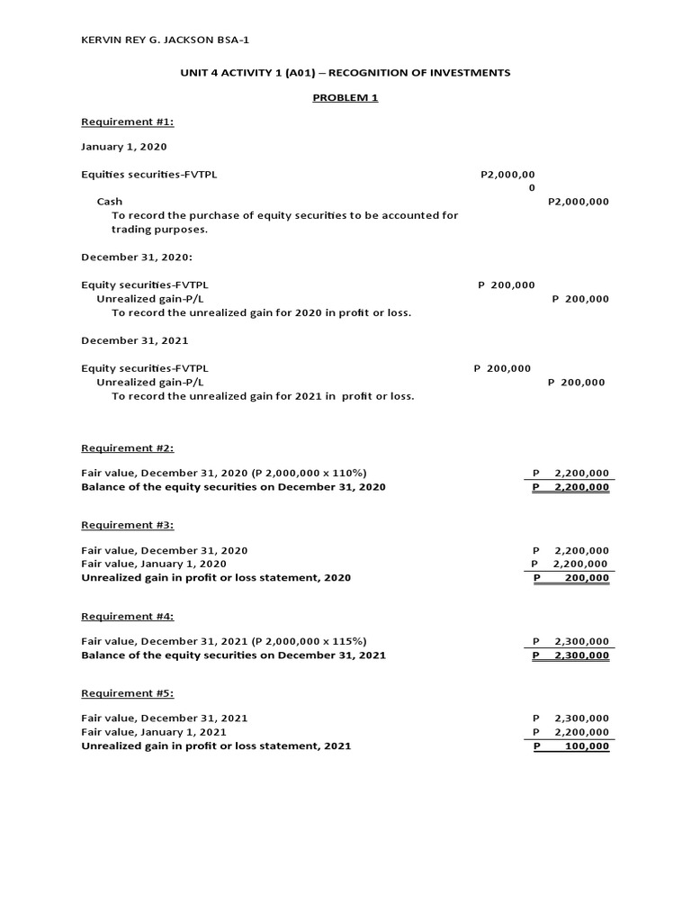 Jackson Kervin Rey G. Intacc 189 Activity 1 Unit 4 1 | Download Free PDF | Book Value | Bonds ...