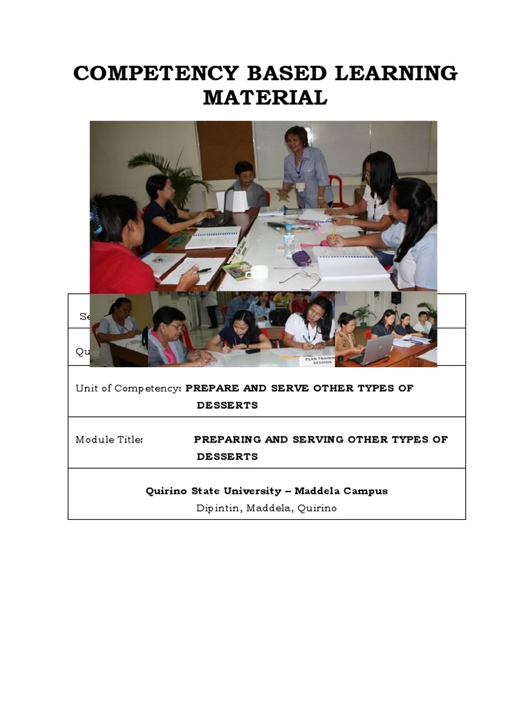 CBLM Prepare and Serve Other Type of Desserts | PDF | Cakes | Desserts