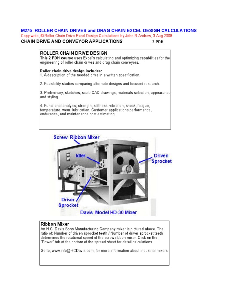 Chain Drive and Conveyor Applications Roller Chain Drive Design | PDF ...