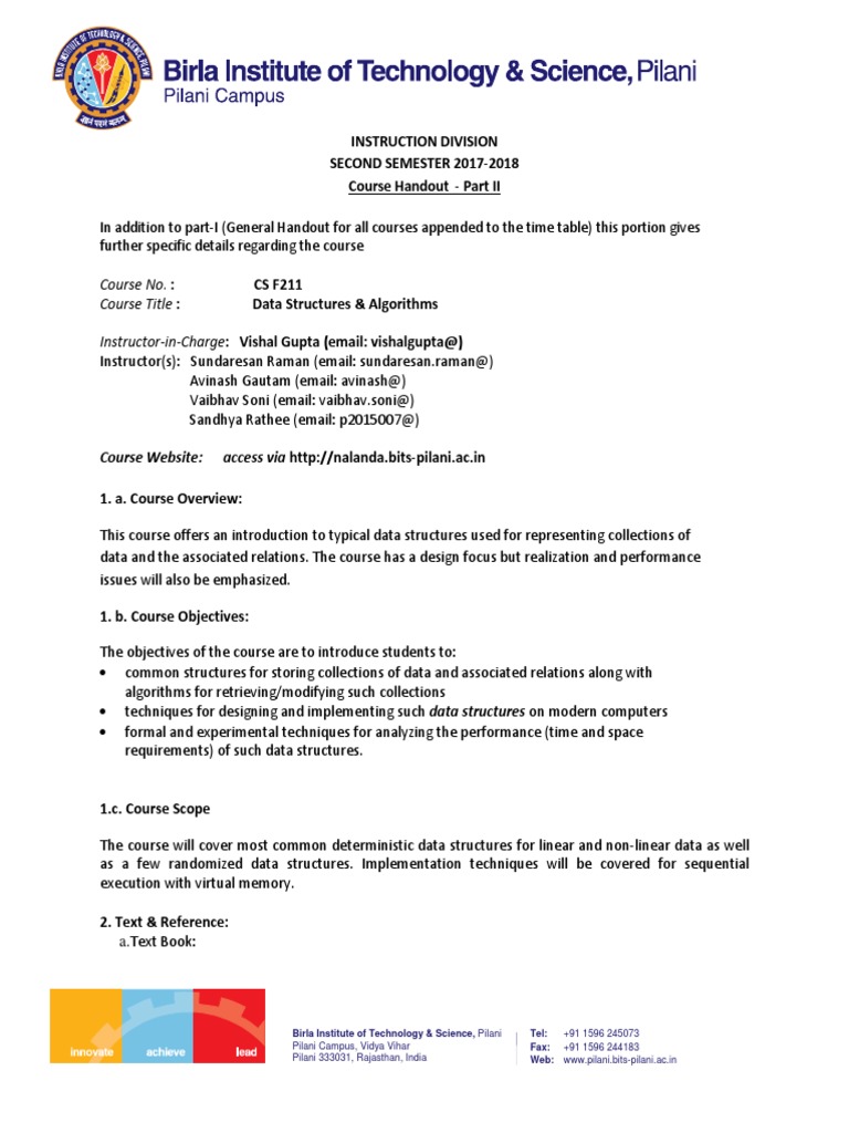 Handout DSA | PDF | Computer Science | Algorithms And Data Structures