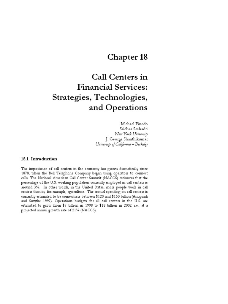 Call Centers in Financial Services: Strategies, Technologies, and ...