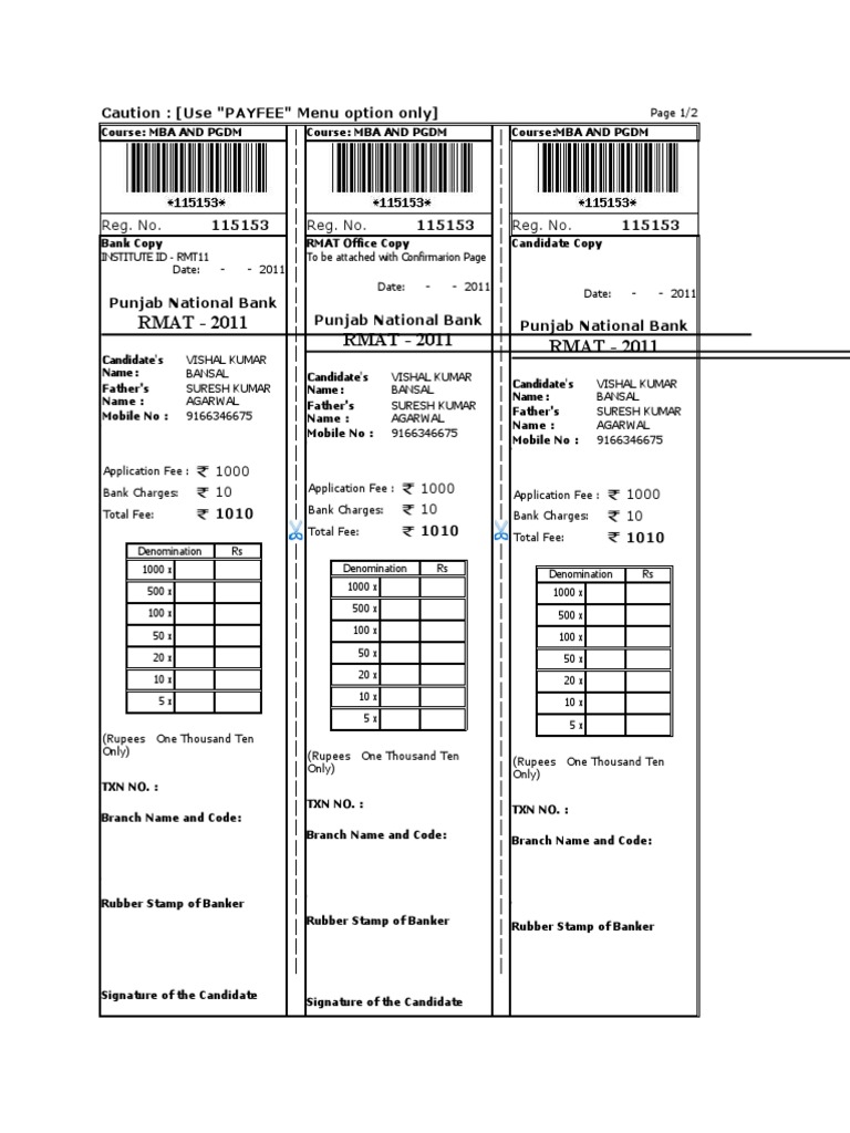 Rmat Form | PDF | Master Of Business Administration