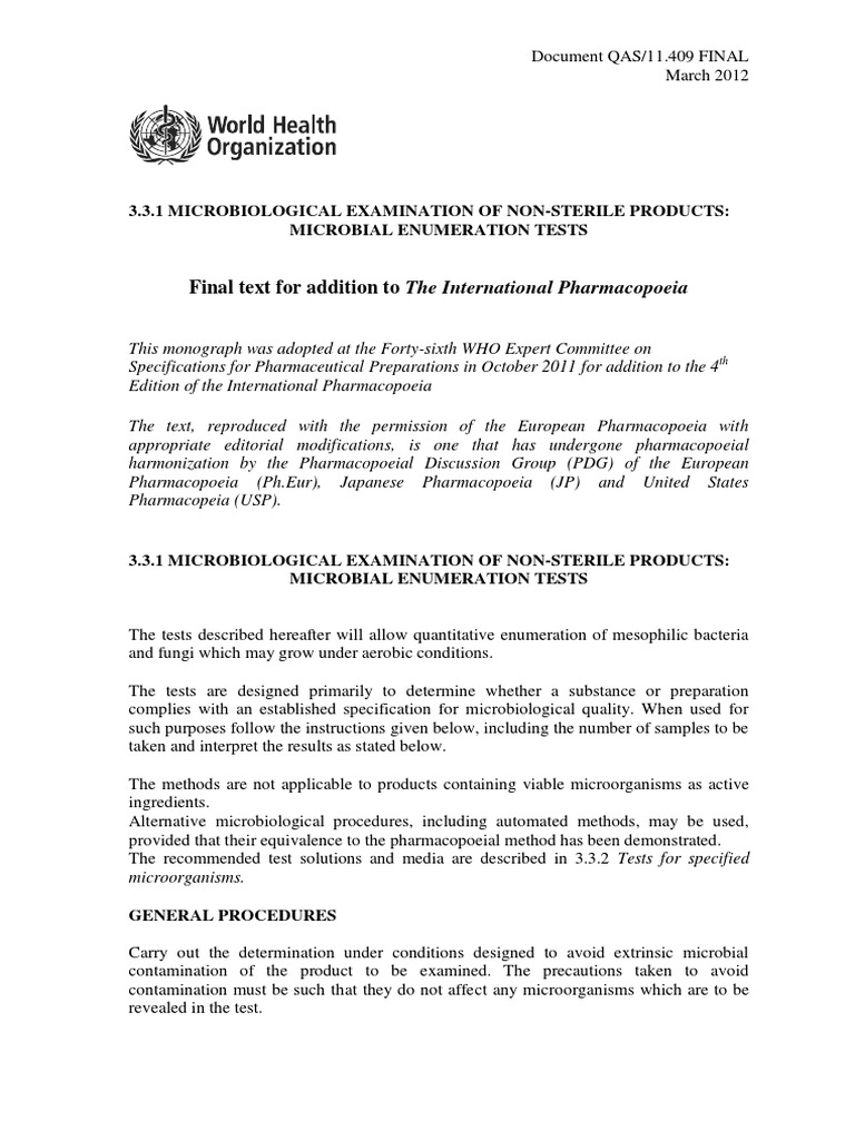 Microbial Enumeration Tests | PDF | Growth Medium | Colony Forming Unit