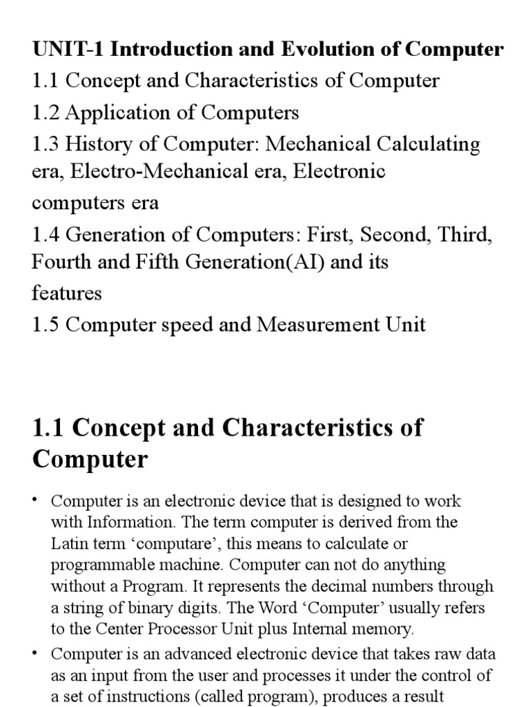 Introduction and Evolution of Computer | Download Free PDF | Input ...