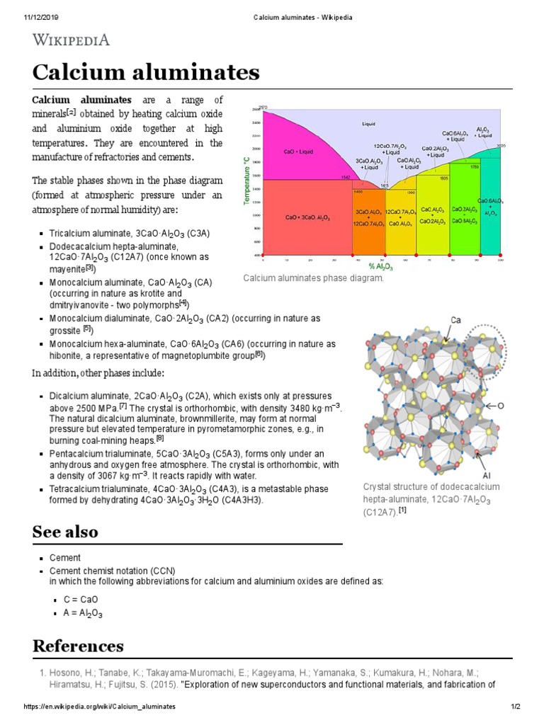 Calcium Aluminates - Wikipedia | PDF | Chemical Substances | Cement
