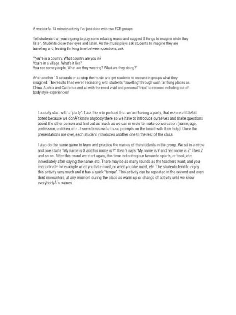 Speaking Activities Various Levels | PDF