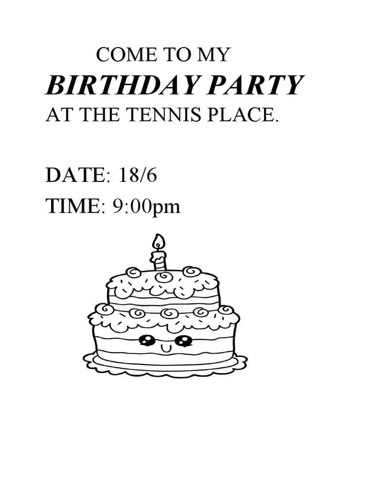 Birthday Party: Come To My at The Tennis Place | PDF | Sports & Recreation