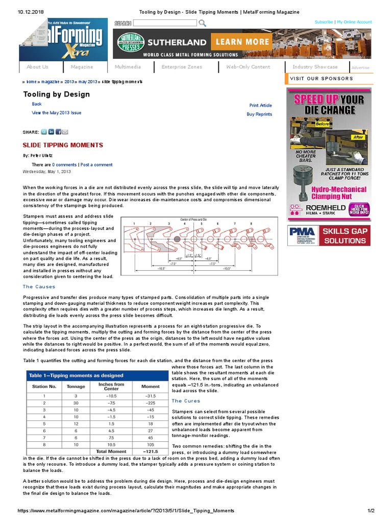 Tooling by Design - Slide Tipping Moments - MetalForming Magazine | PDF ...