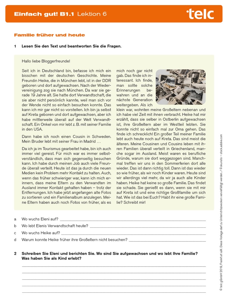 Lesetext Zu Einfach Gut B1.1 Lektion 6 | PDF
